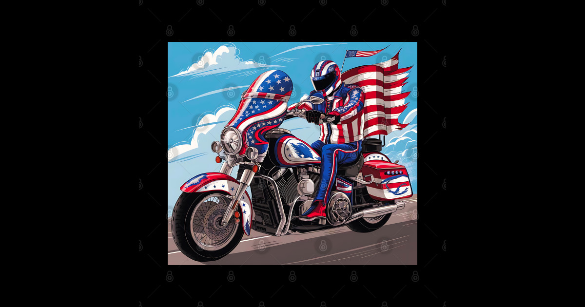 USA Men Motocross Biker Dirt Bike American Flag 4th of July - 4th Of ...
