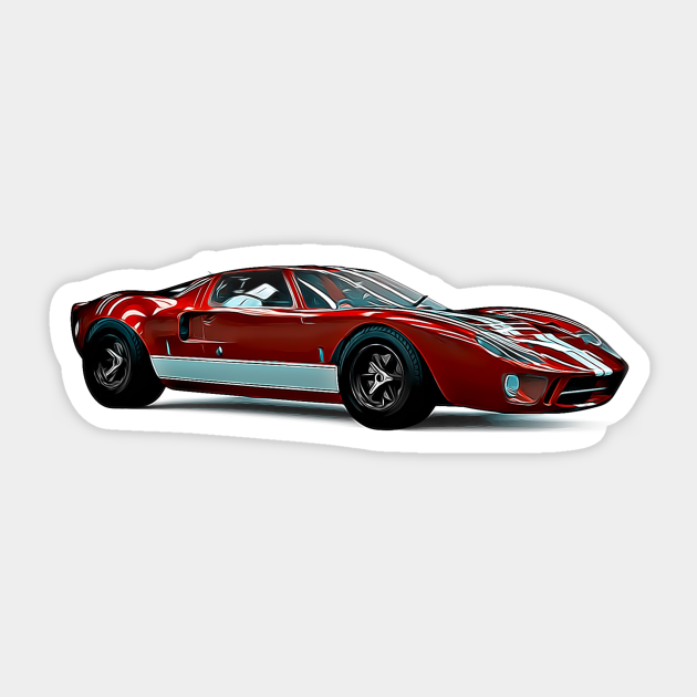 GT40 MK1 Cartoon - Car - Sticker | TeePublic