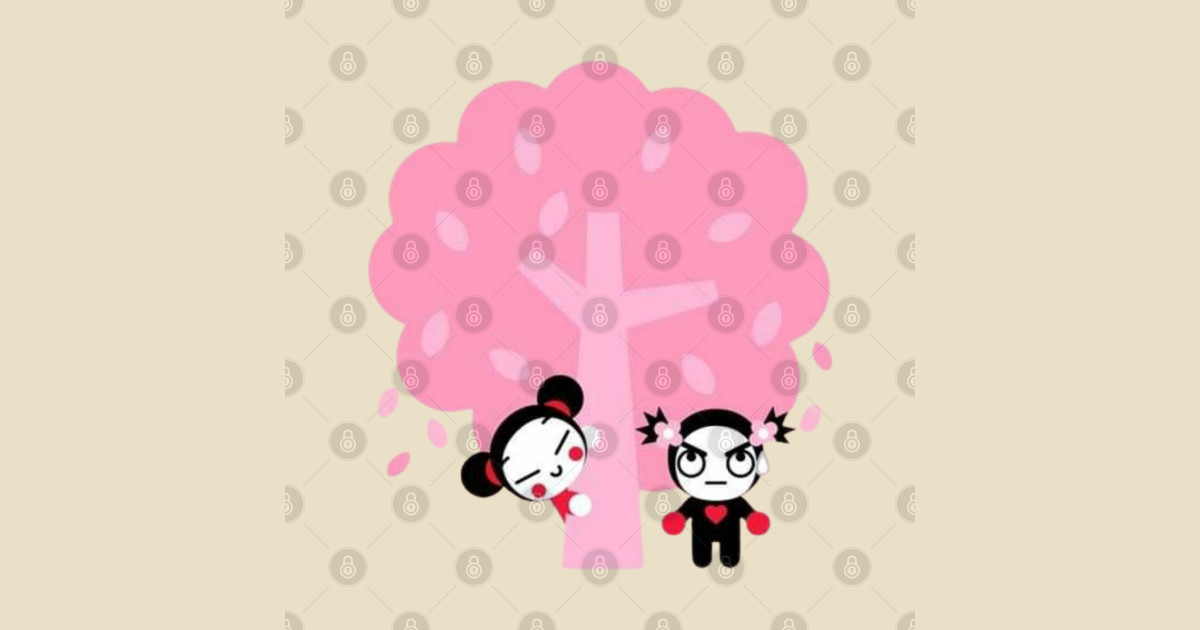 Pucca and Garu under Cherry Tree - Cherry Blossom Romance - T-Shirt ...