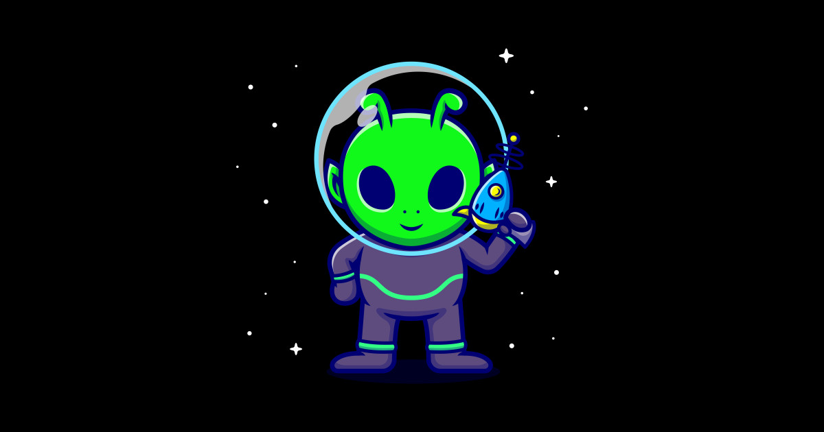 Cute Alien Holding Gun Weapon Cartoon - Cute Alien Holding Gun Weapon ...