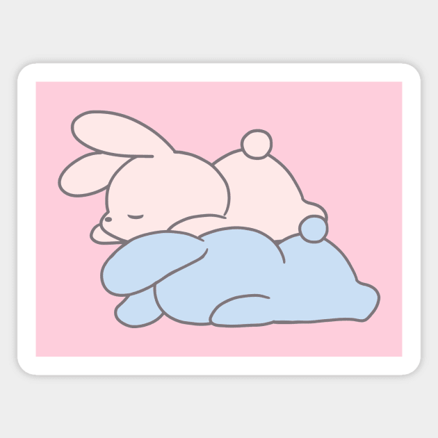 Sleepy bunnies rabbits - Kawaii Bunnies Art - Sticker | TeePublic