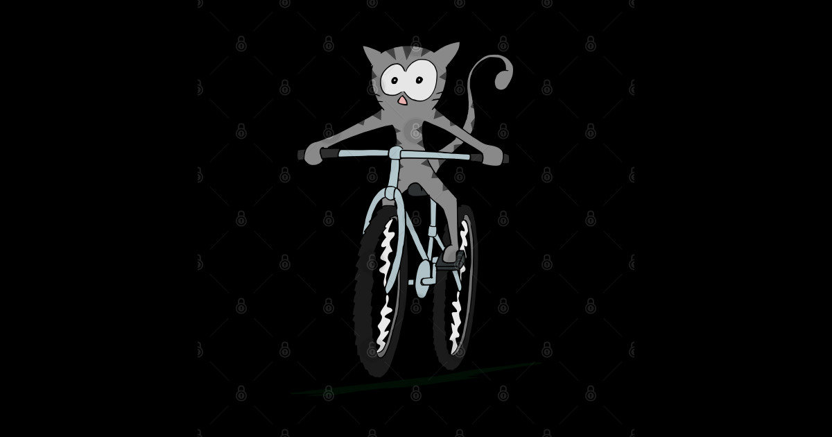 Cute Mountain Bike Cycling Cartoon Cat Biking Cat - Cat - Sticker ...