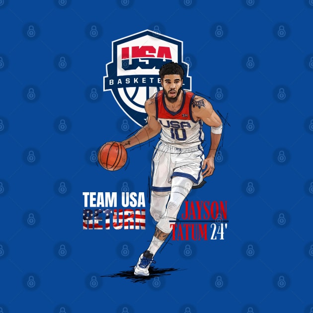 2024 USA Basketball mens national team Jayson Tatum Cartoon - Jayson ...