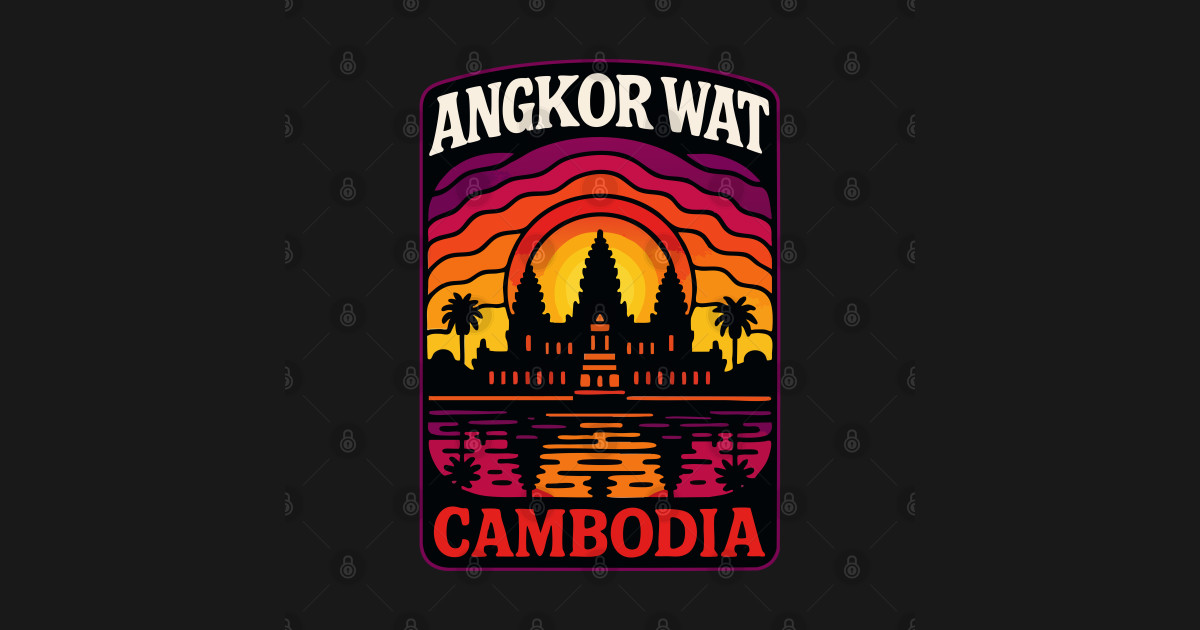 Angkor Wat Cambodia Trippy Art Travel - Angkor Wat - T-Shirt | TeePublic
