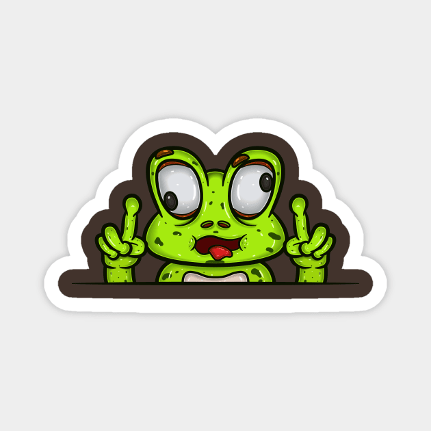 Frog Cartoon With Crazy Face Expression - Frog - Magnet | TeePublic Frog Cartoon With Crazy Face Expression - Frog - Magnet | TeePublic
