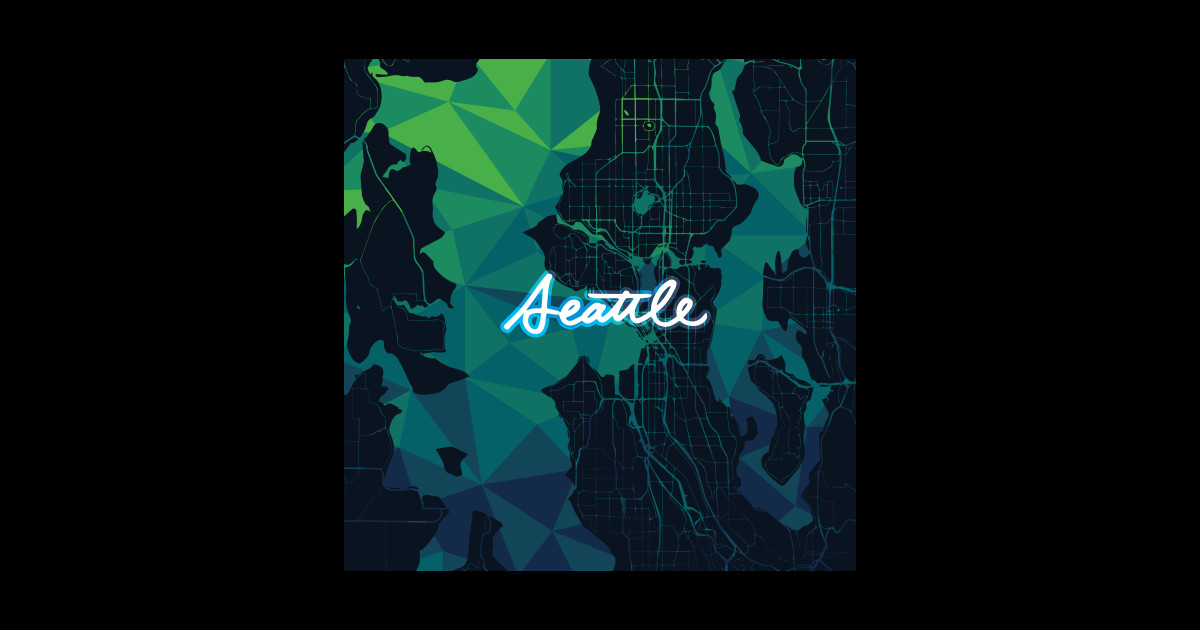 Seattle Map Gradient Script - Seattle Washington - Sticker | TeePublic
