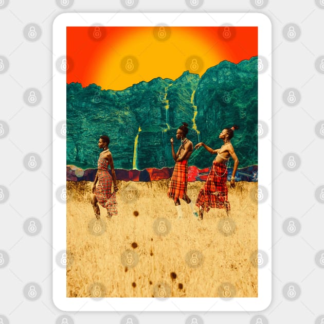 Tribe Friends Walking - African Futurism - Sticker | TeePublic