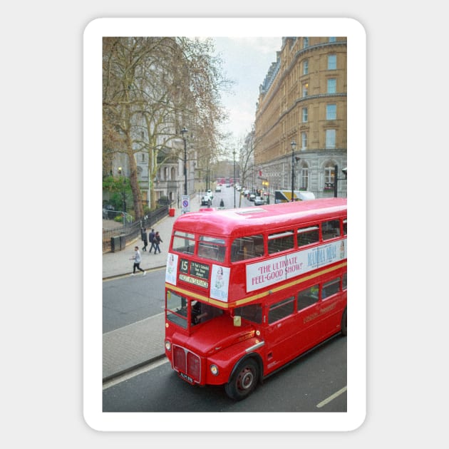 Red Bus - Vintage - Sticker | TeePublic