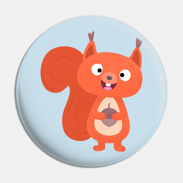 Happy cute red squirrel cartoon illustration - Squirrels - Pin | TeePublic