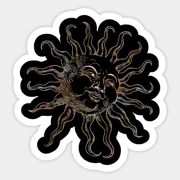 Psychedelic Sun Engraving - Esoteric Trippy Art - Esoteric - Sticker ...