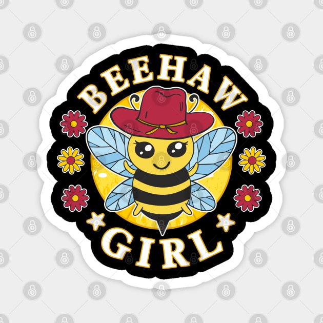 Funny Beehaw Girl Bee with Cowboy Hat Pun - Bee - Magnet | TeePublic