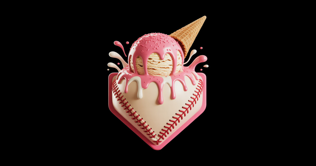 Baseball Home Plate Drip Donut Ice Cream Drip Flag American - Baseball ...