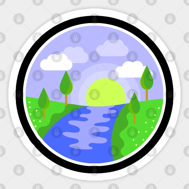 Landscape with river - Landscape - Sticker | TeePublic