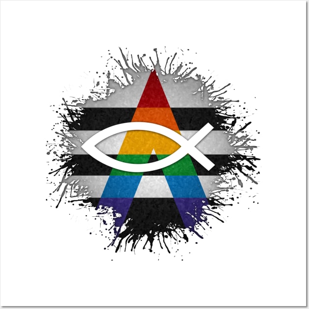 Paint Splatter LGBT Ally Pride Flag Fish Symbol - Lgbt Ally - Posters ...