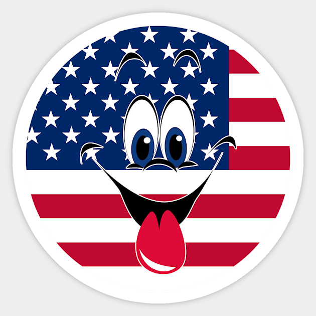 Sticking Tongue Out USA Flag Smiley Face Emoticon - Smiley Face ...