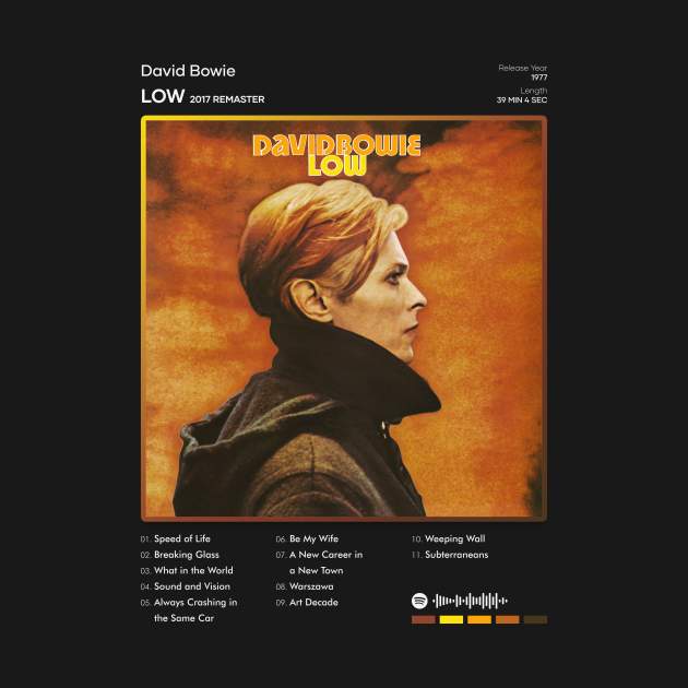 David Bowie - Low Tracklist Album - David Bowie - T-Shirt | TeePublic