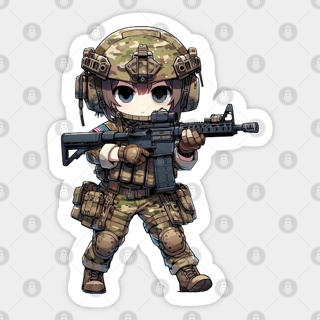 Tactical Chibi Girl - Chibi - Sticker | TeePublic