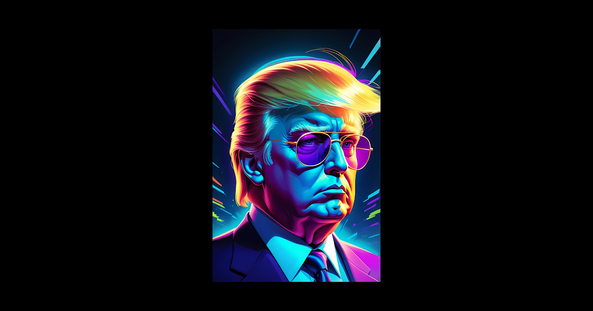 Vibrant Neon-Style Digital Illustration of Donald Trump - Donald Trump ...