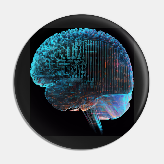 AI Cyborg Brain - Brain - Pin | TeePublic