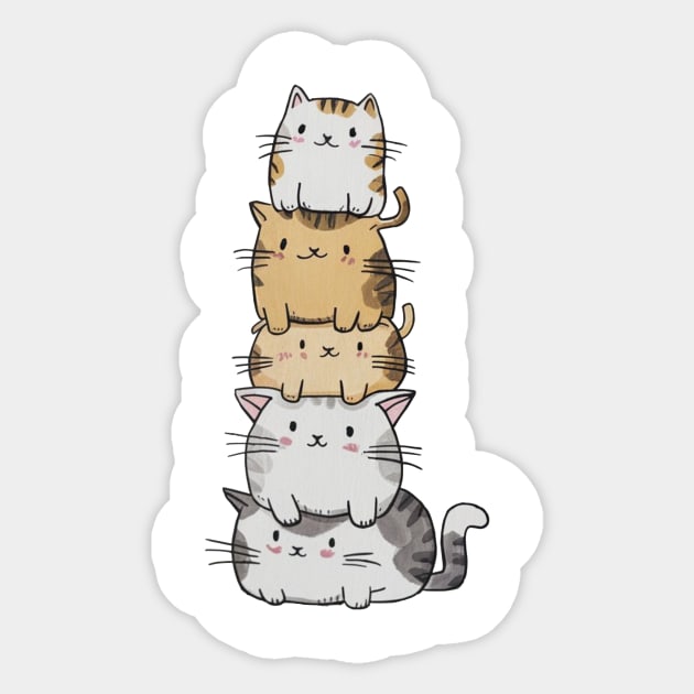 stack of cats - Cat - Sticker | TeePublic