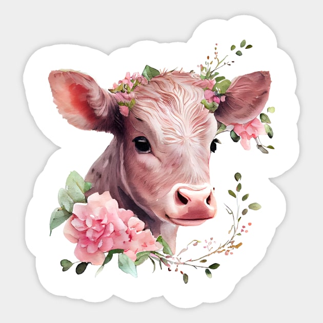 Calf with flowers - Calf - Sticker | TeePublic