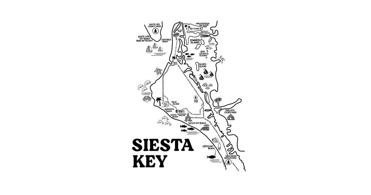 Siesta Key Map Art - Siesta Key - T-Shirt | TeePublic