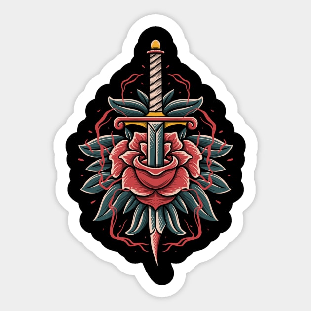 rose and knife - Rose Tattoo - Sticker | TeePublic