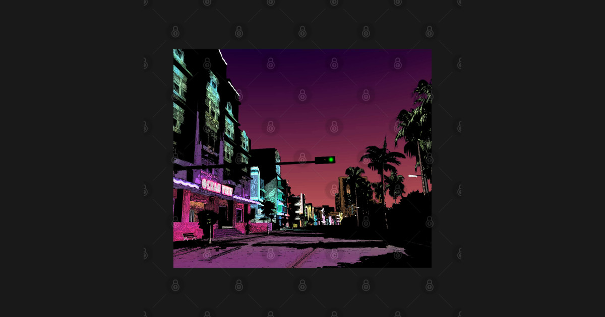 Ocean View Hotel @ Gta Vice City - Sunset - Gta - T-Shirt | TeePublic