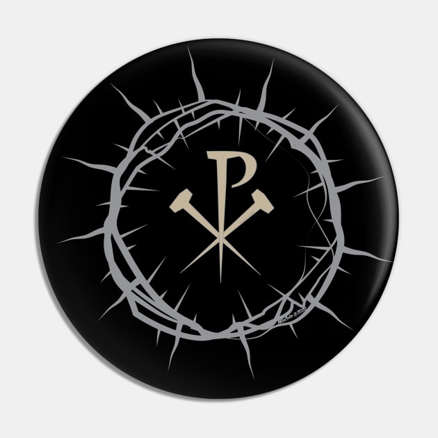 Crown of Thorns with Chi Rho 3 - Crown Of Thorns Chi Rho - Pin | TeePublic
