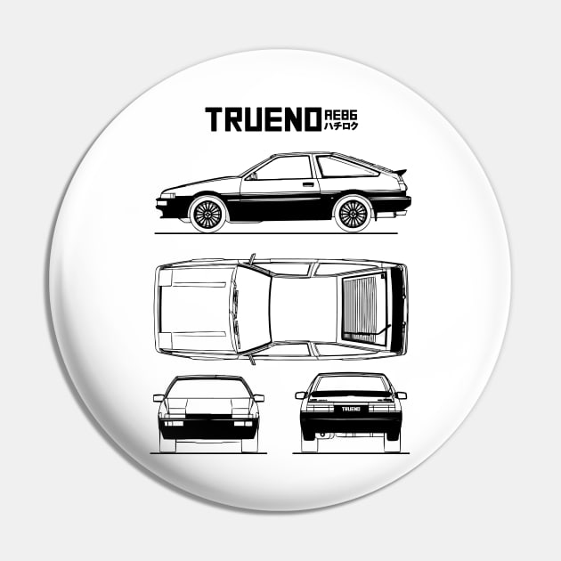 AE86 Toyota Trueno Blueprint - Toyota Ae86 - Pin | TeePublic