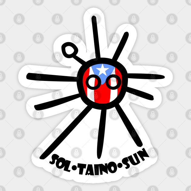Puerto Rico Taino Sun Boricua Flag Text - Puerto Rico - Sticker | TeePublic