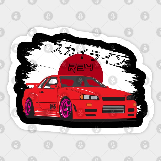 Skyline R34 illustration - Skyline R34 - Sticker | TeePublic