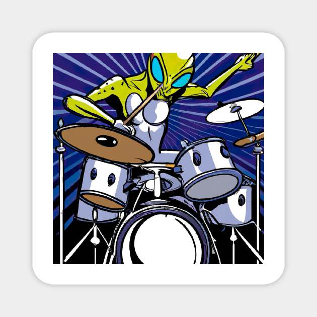 Alien drummer rock star space jam - Alien - Magnet | TeePublic
