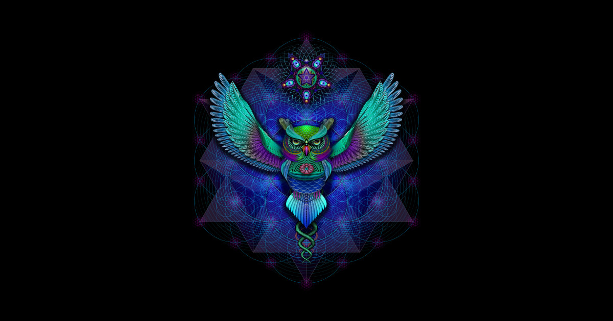 Sacred Geometry Owl - Owl Sacred Geometry Geometry Flower Of - Sticker ...