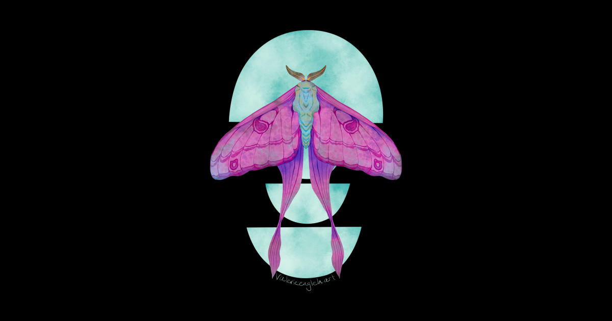 Neon Luna Moth on Half Moons Watercolor Art - Moth - Sticker | TeePublic