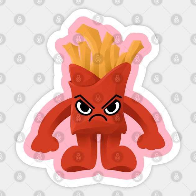 French fries angry mascot - Mascot - Sticker | TeePublic