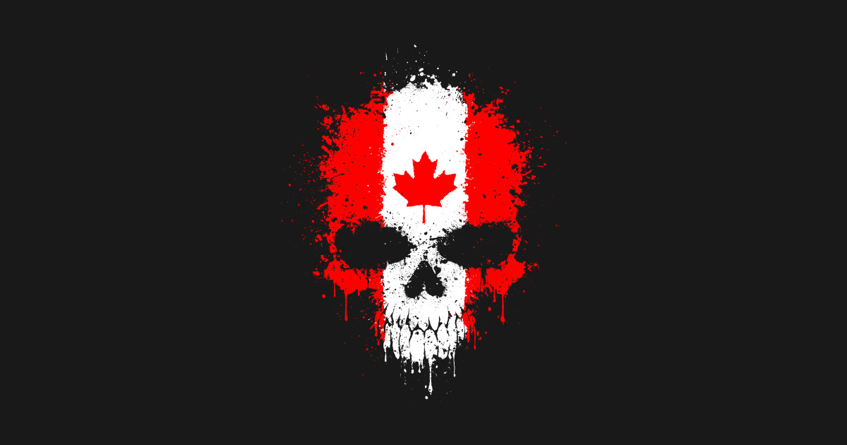 Chaotic Canadian Flag Splatter Skull - Canada - T-Shirt | TeePublic