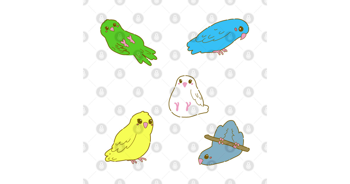 Lineolated Parakeets Sticker Pack - Parakeet - T-Shirt | TeePublic
