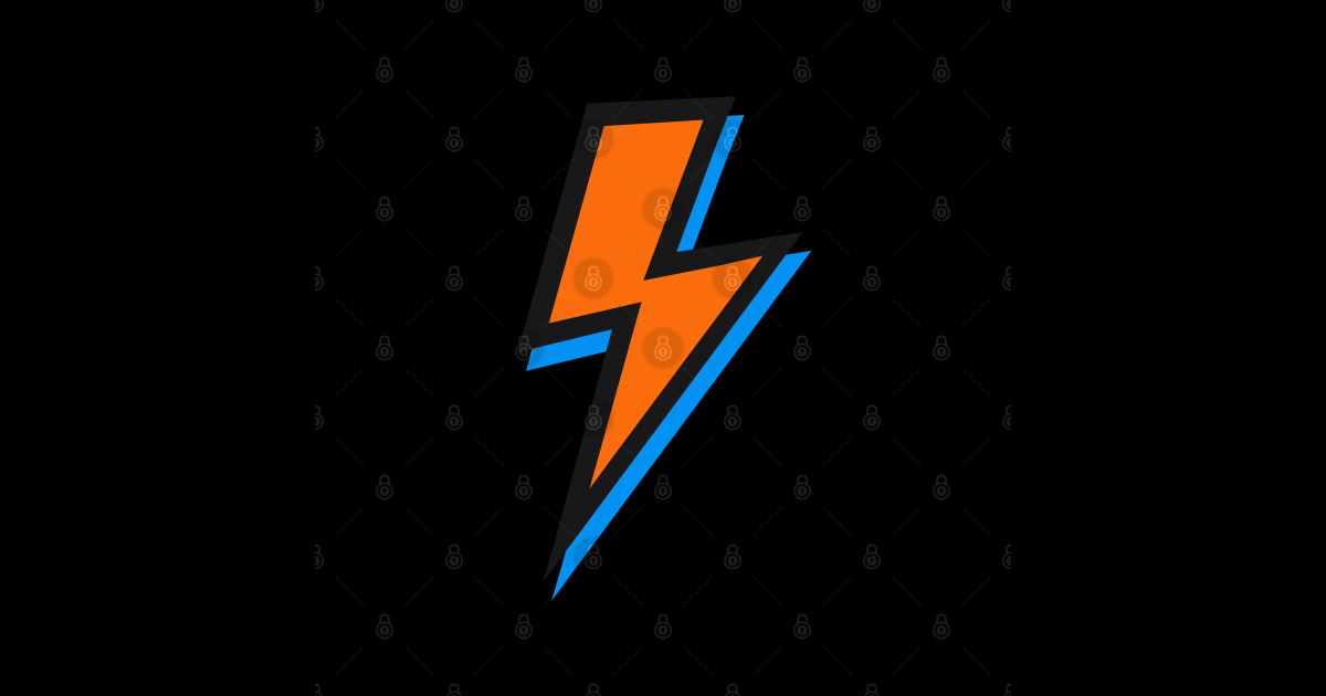 Orange and Blue Lightning Bolts - Orange - Sticker | TeePublic