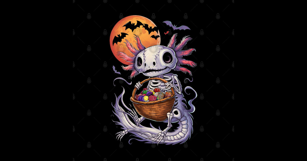 Skeleton Halloween Axolotl - Skeleton Axolotl - Sticker | TeePublic