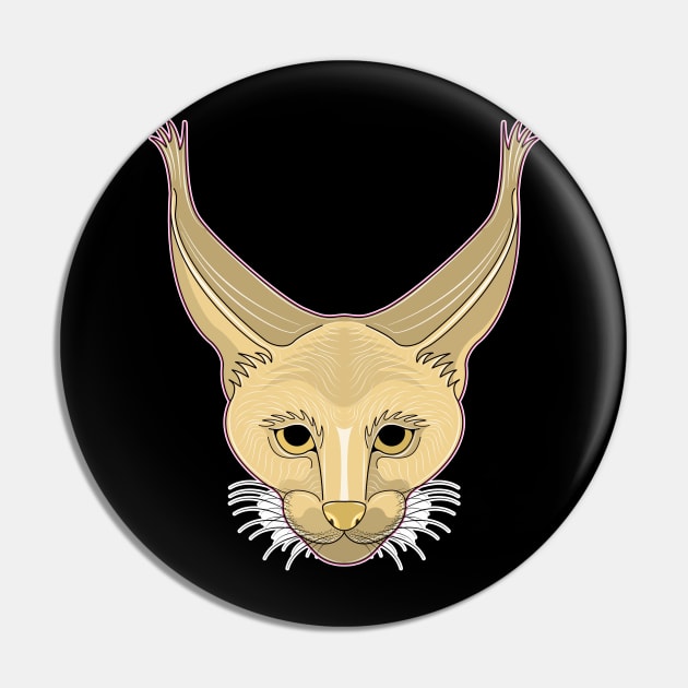 brown caracal cat face - Caracal Cat - Pin | TeePublic