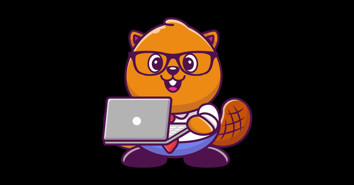 Cute Beaver Working On Laptop Cartoon - Beaver - Posters and Art Prints ...