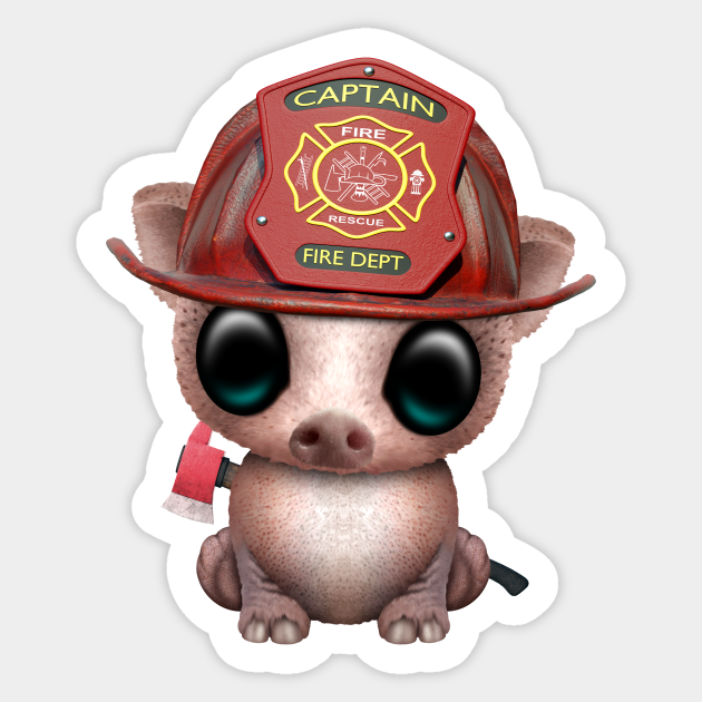 Cute Baby Pig Firefighter - Baby Pig - Sticker | TeePublic
