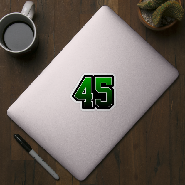 Green Number 45 - Number 45 - Sticker | TeePublic