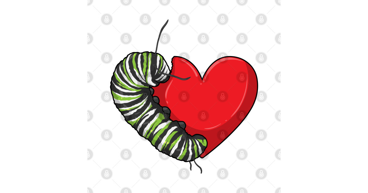 Caterpillar Love Heart - Caterpillars - T-Shirt | TeePublic