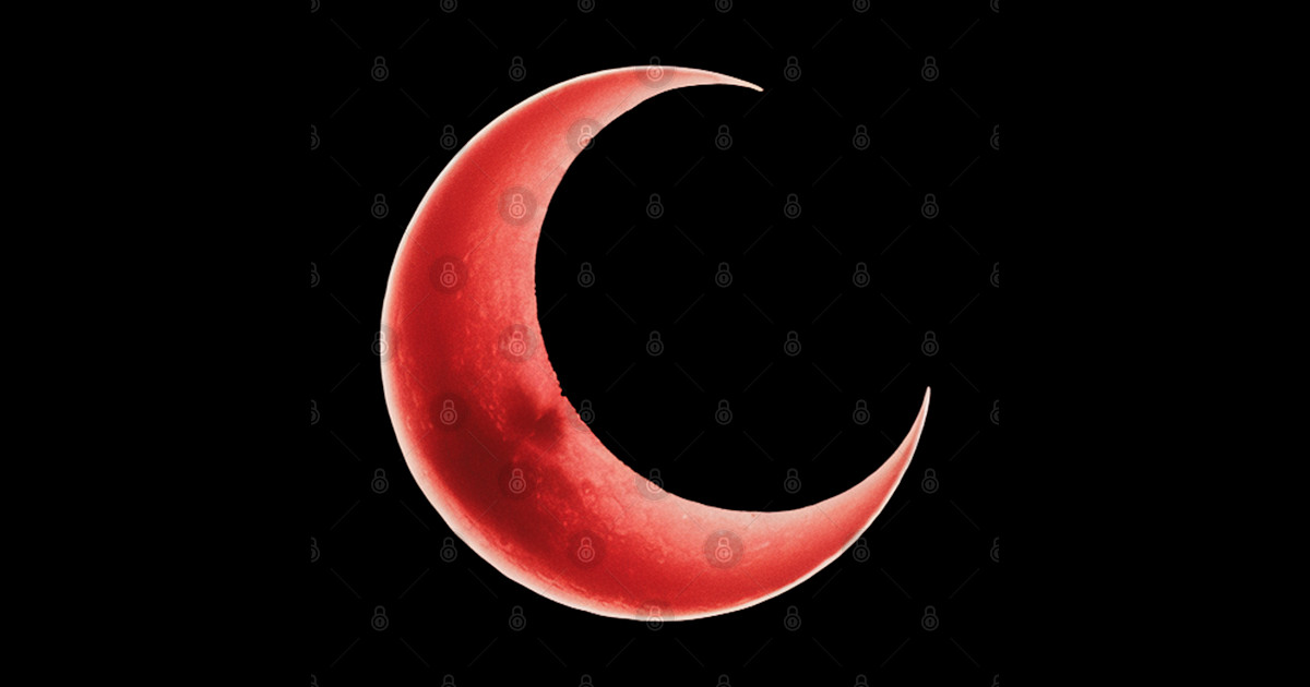 Glowing red crescent moon red moon - Red Moon - Sticker | TeePublic