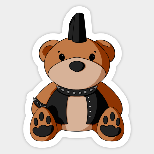 Punk Boy Teddy Bear - Bear - Sticker | TeePublic