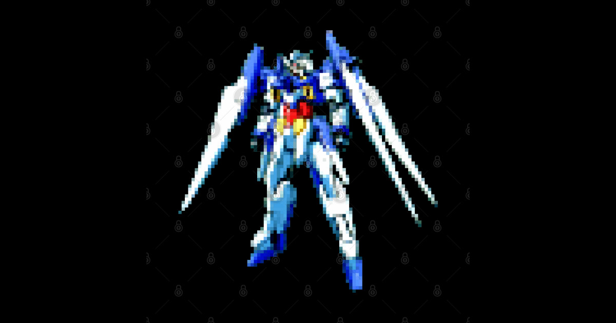 8bit Retro Robot with wings - Gundam - Sticker | TeePublic