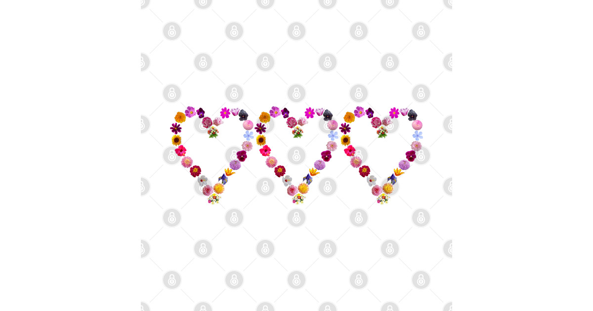 Three Floral Hearts made of Flowers - Floral Hearts - T-Shirt | TeePublic