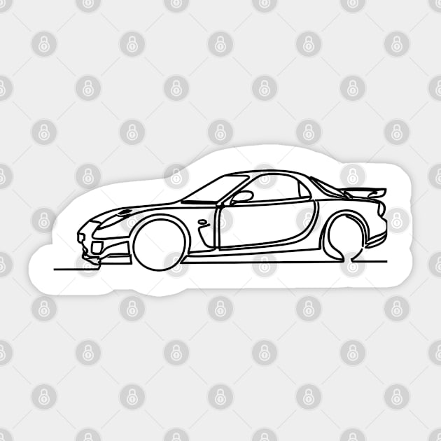 Mazda RX7 Line Drawing - Mazda Rx7 - Sticker | TeePublic